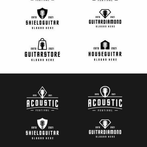 acoustic guitar logo design vector template | MasterBundles