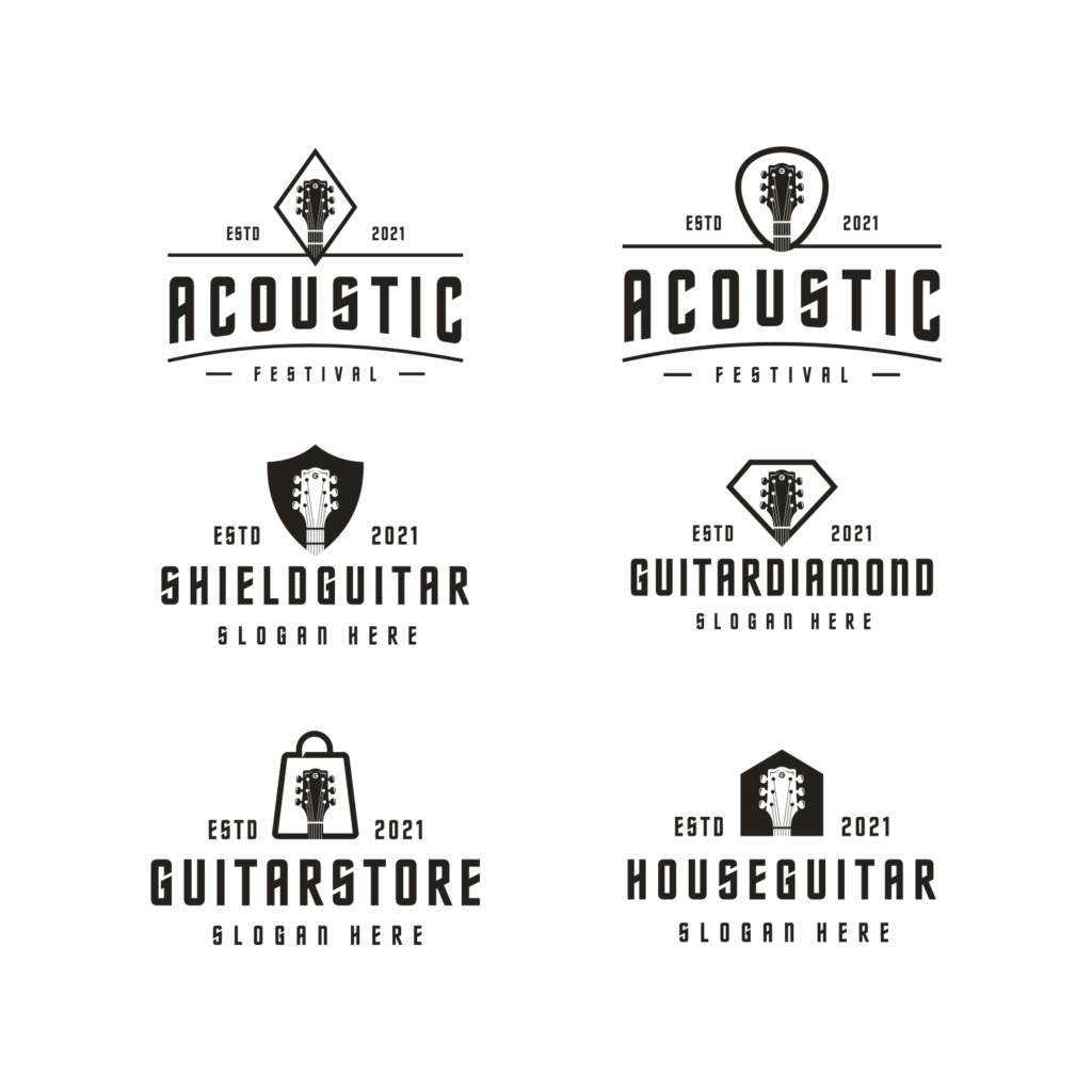 acoustic guitar logo design vector template - MasterBundles