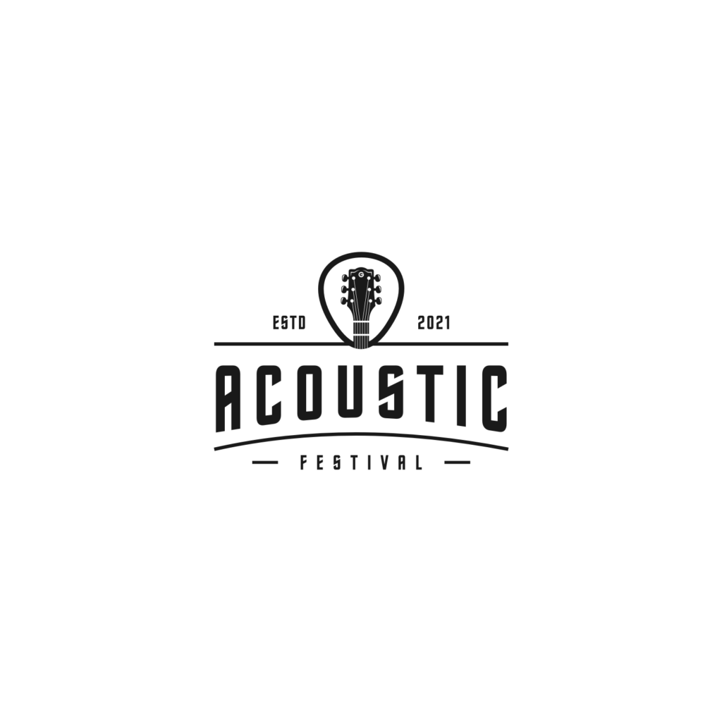 acoustic guitar logo design vector template - MasterBundles