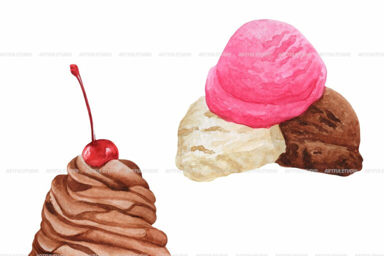 18 Watercolor Ice Cream Clipart – MasterBundles