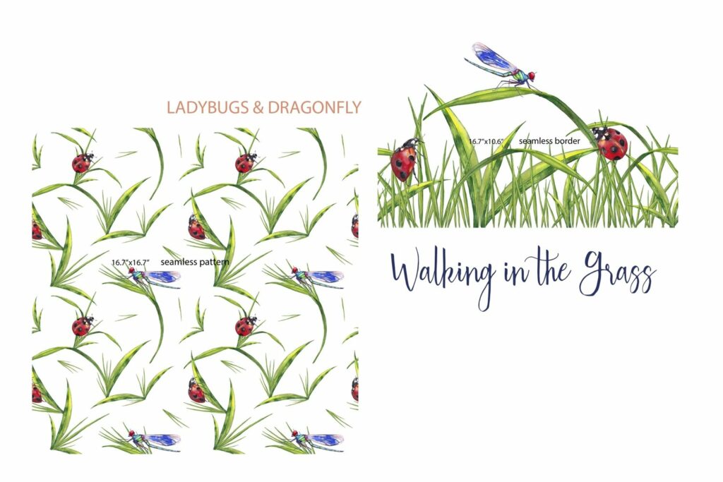 Ladybugs & Dragonfly Clipart Watercolor Sublimation Graphics – MasterBundles