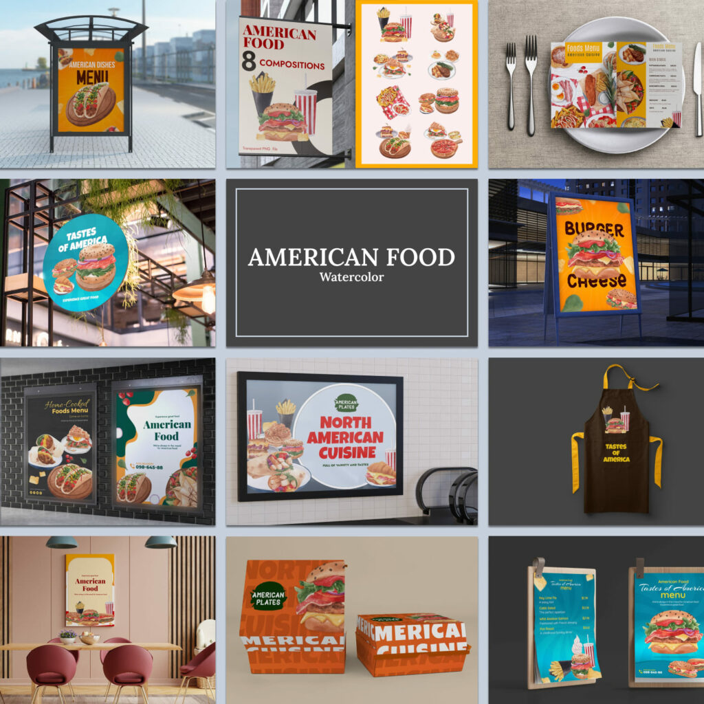 Fastfood Watercolor Illustration Set – MasterBundles