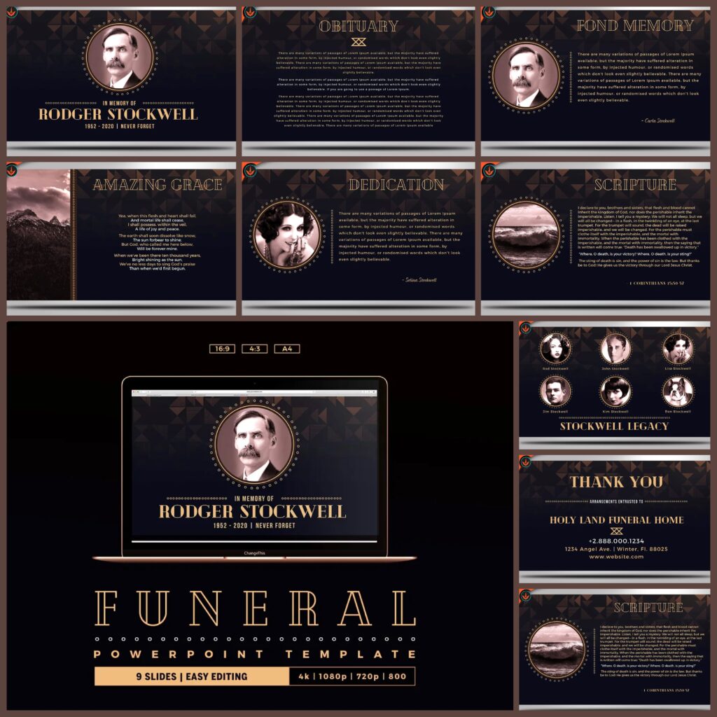 Art Deco Funeral PowerPoint Template – MasterBundles