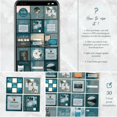 Blue Instagram Post Template Pack – MasterBundles