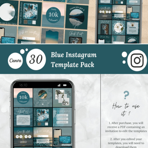 Blue Instagram Post Template Pack | Master Bundles