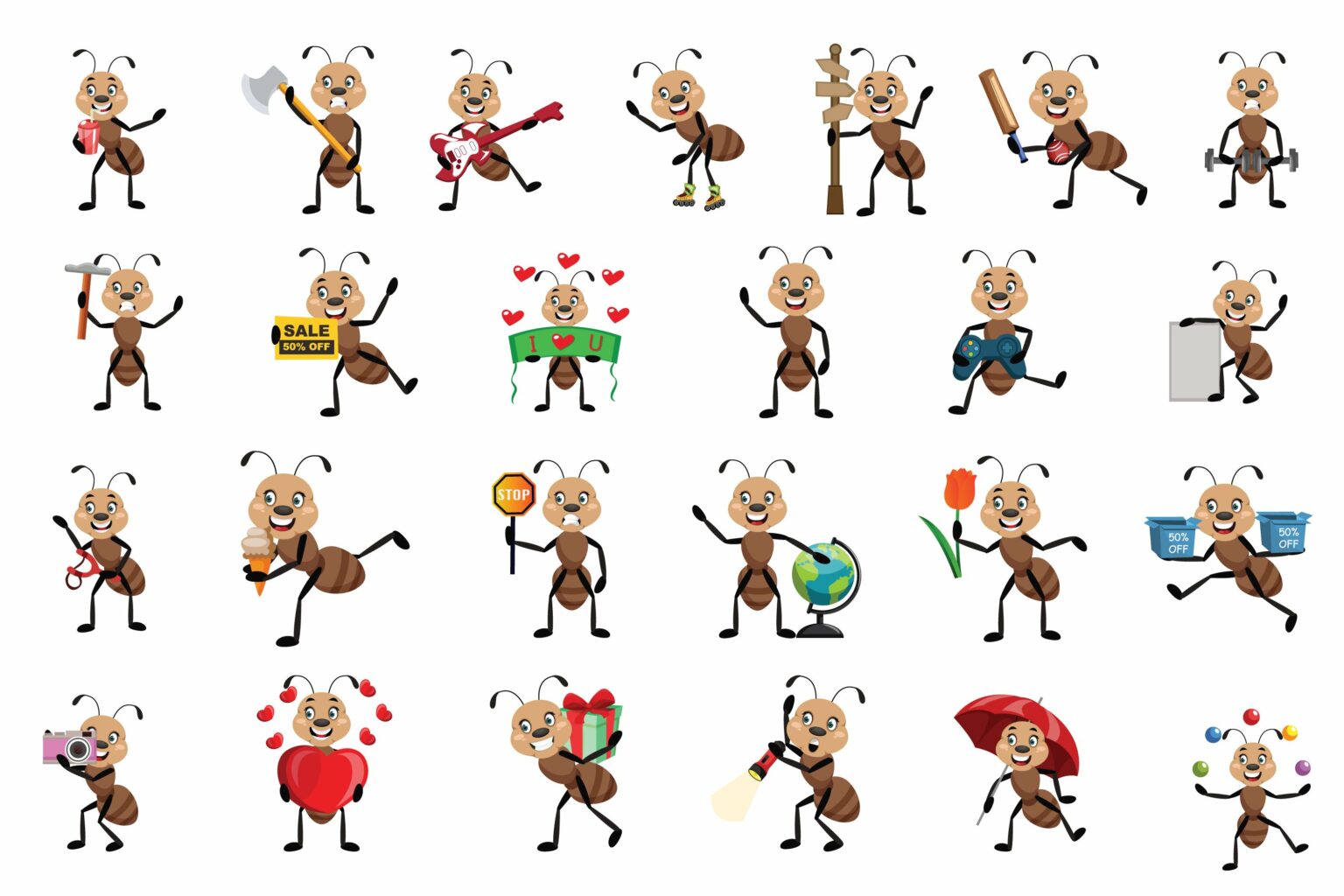 50x Ant Character and Mascot Collection illustration – MasterBundles