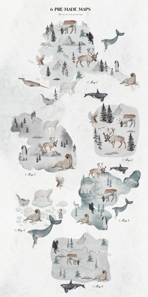 Watercolor Winter Maps – MasterBundles