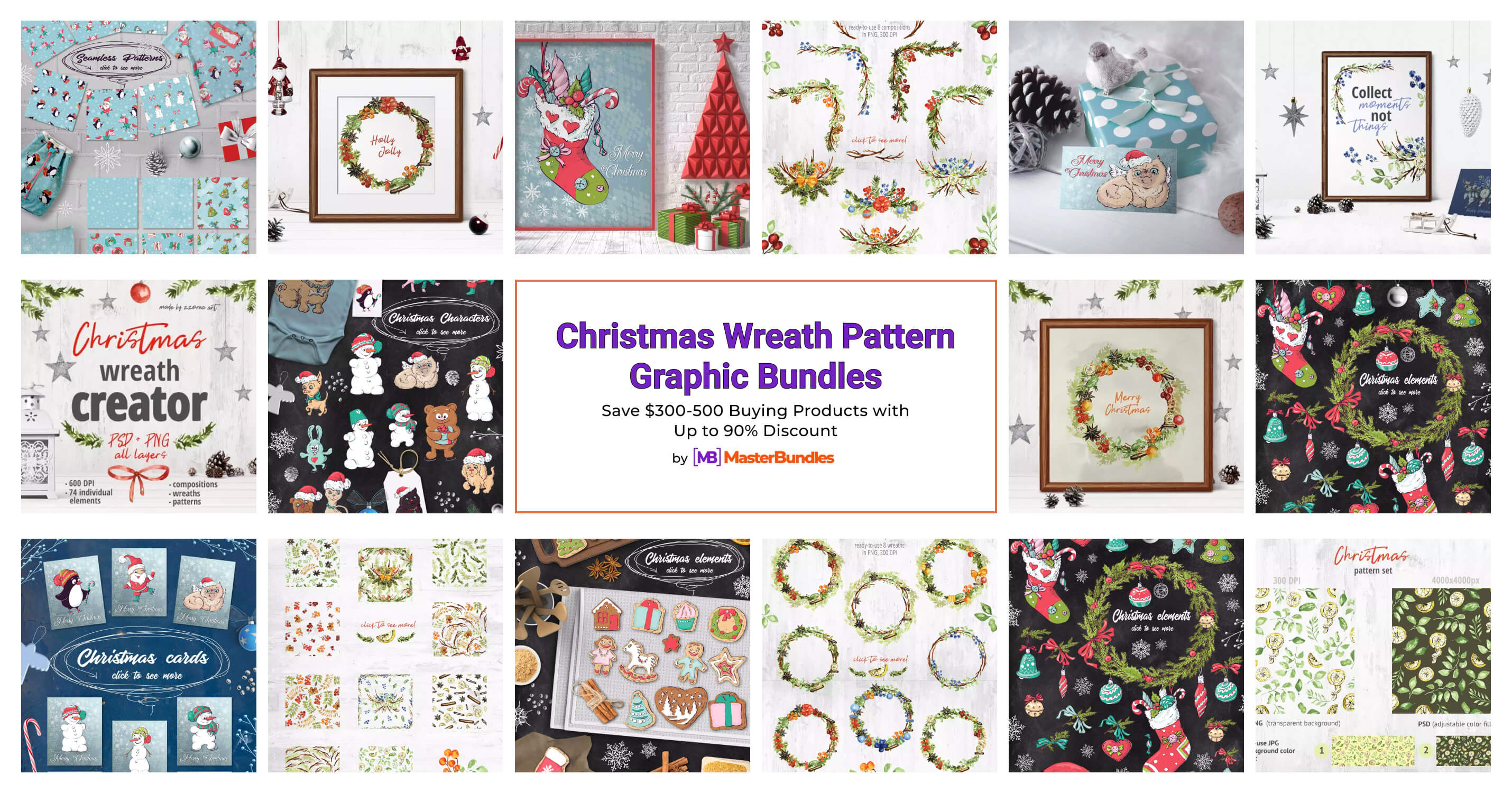 1+ Christmas Wreath Pattern Graphic Bundles for 2024 - MasterBundles