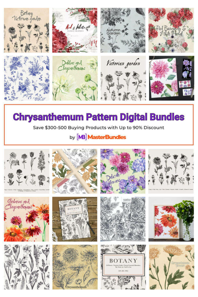 2+ Chrysanthemum Pattern Digital Bundles for 2024 - MasterBundles