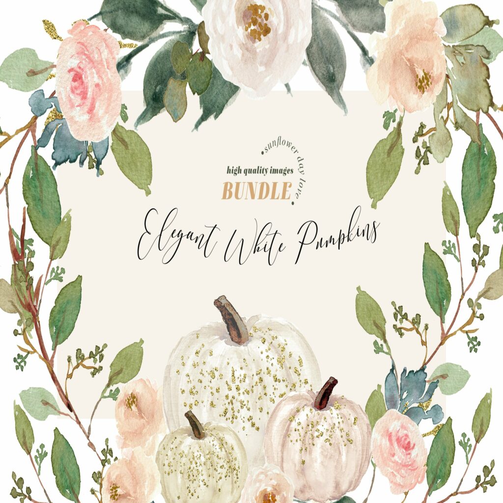Elegant White Pumpkin Bundle Clipart – MasterBundles