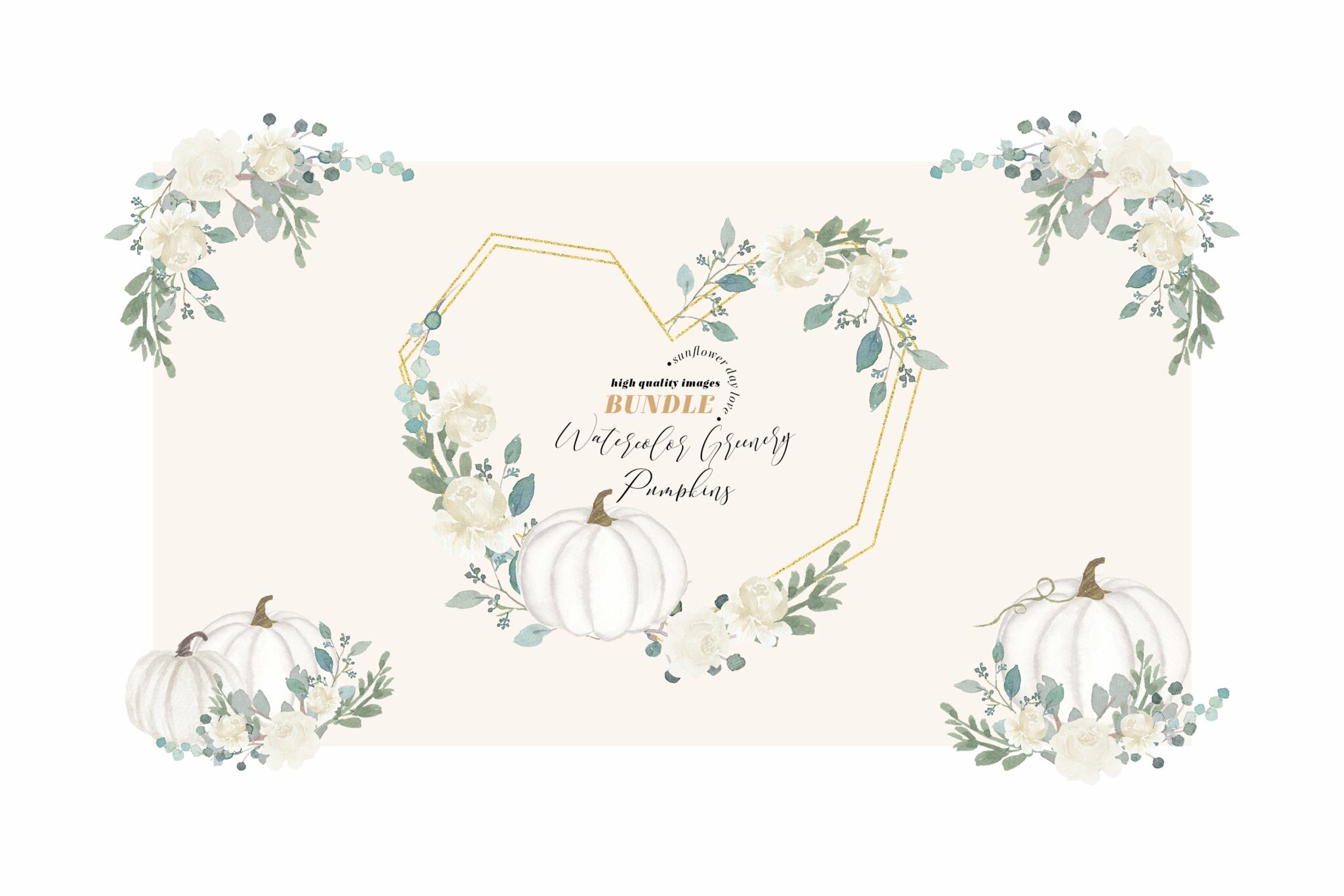 Greenery Pumpkin Bundle Clipart – MasterBundles
