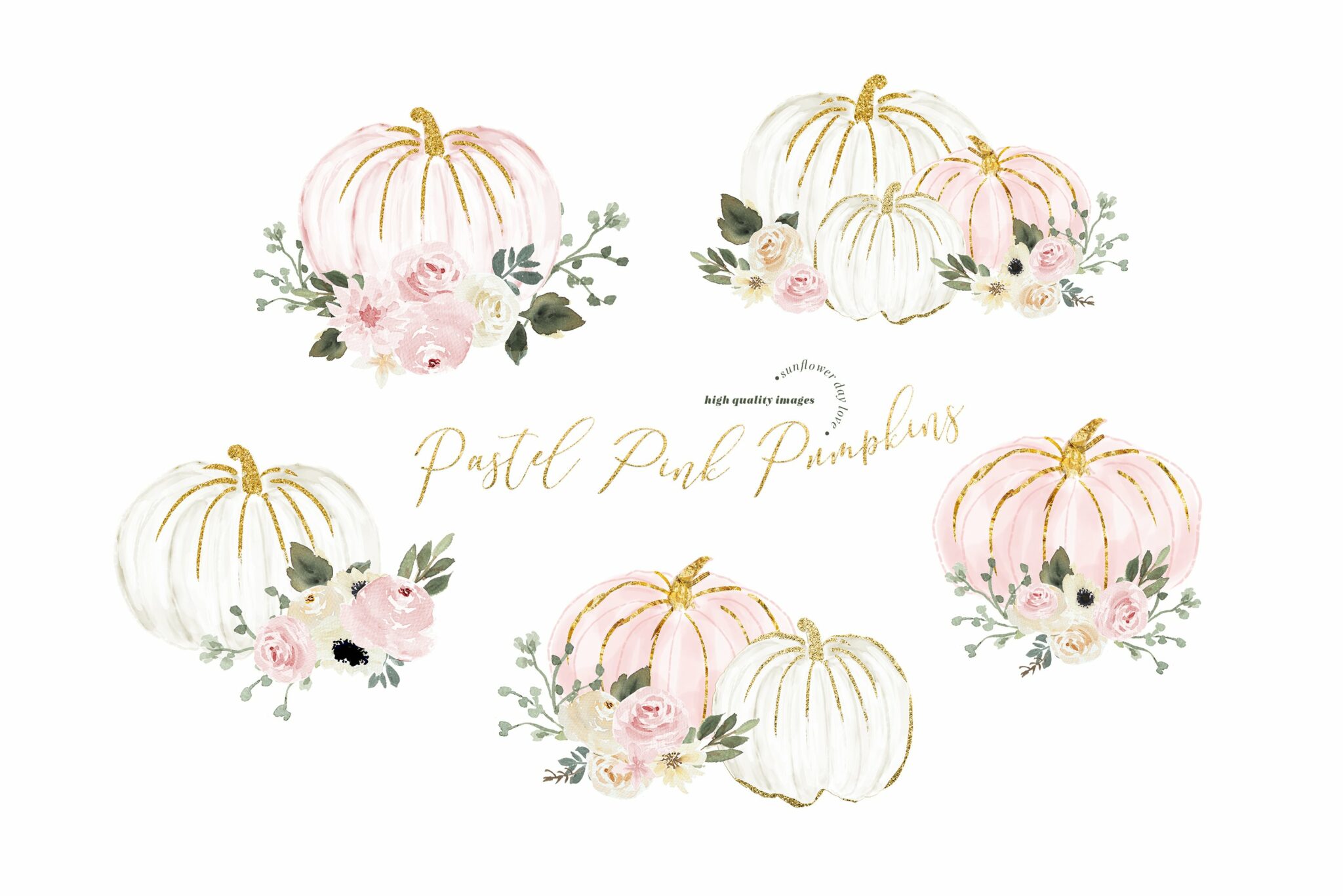 Pastel Pink Pumpkins Bundle Clipart – MasterBundles