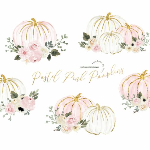 Pastel Pink Pumpkins Bundle Clipart | Master Bundles