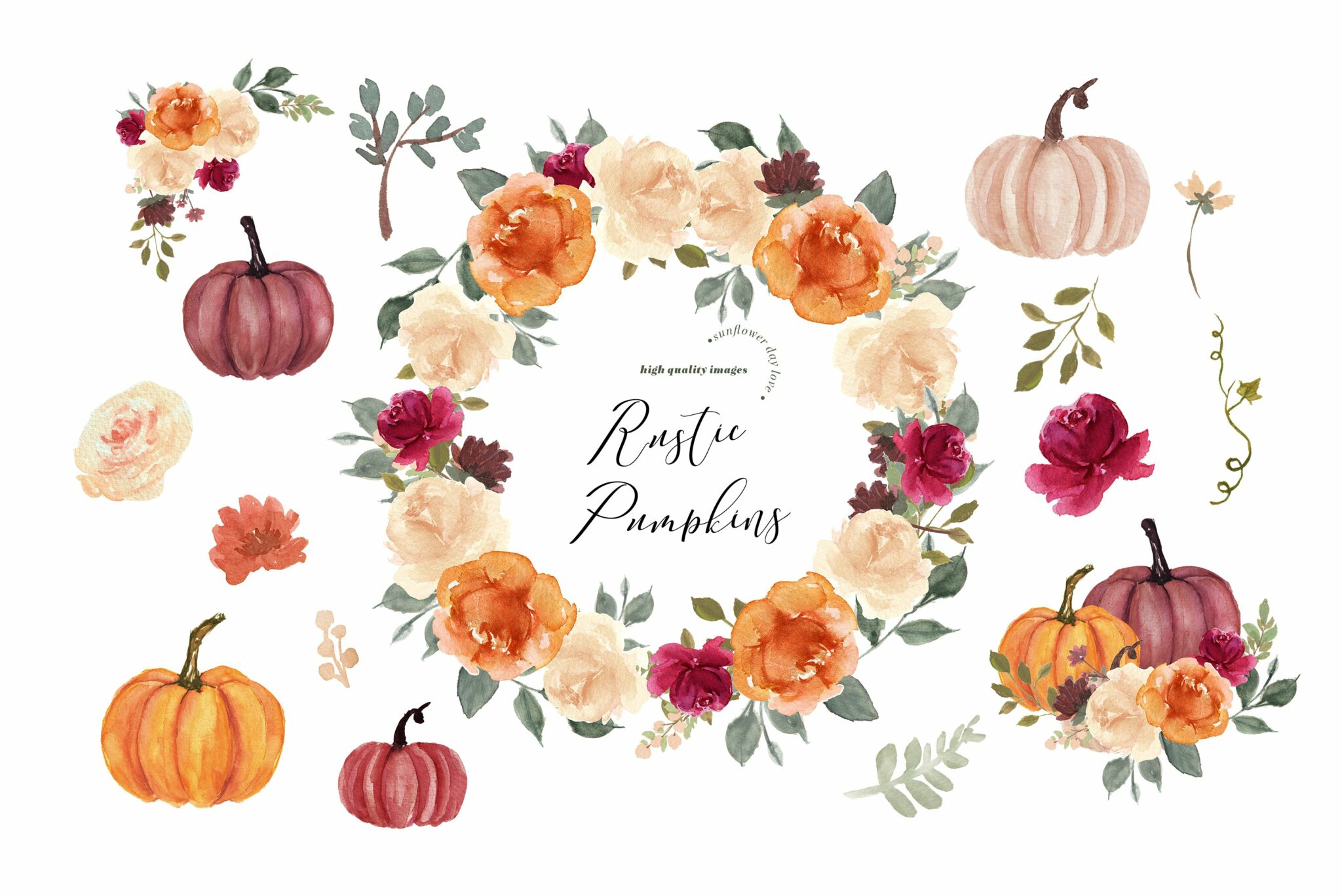 Burnt Orange Pumpkin Bundle Clipart – MasterBundles