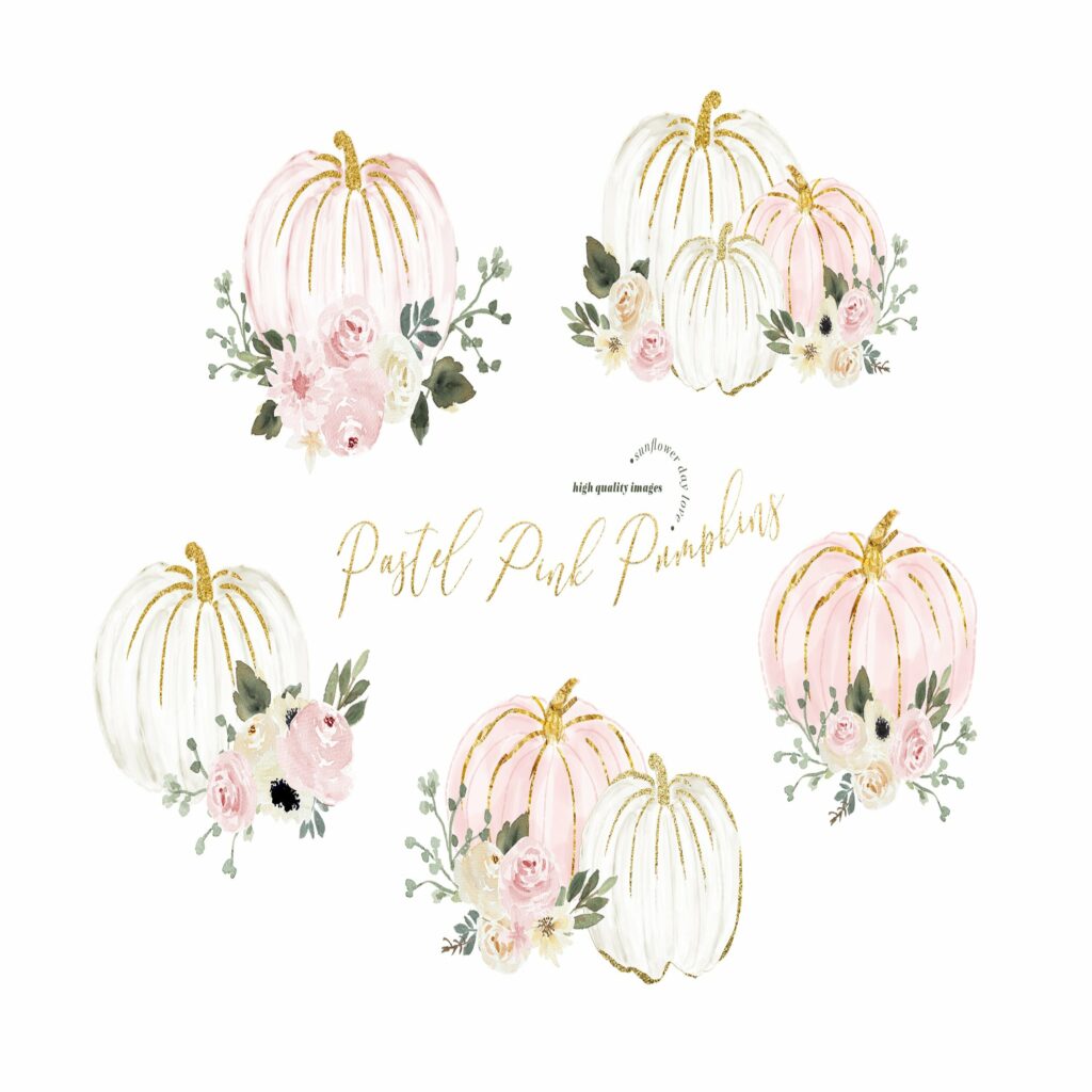 Pastel Pink Pumpkins Bundle Clipart – MasterBundles