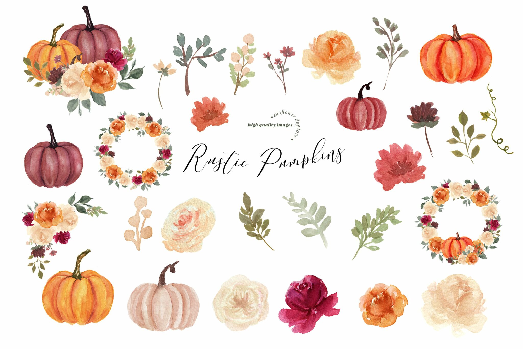 Burnt Orange Pumpkin Bundle Clipart – MasterBundles