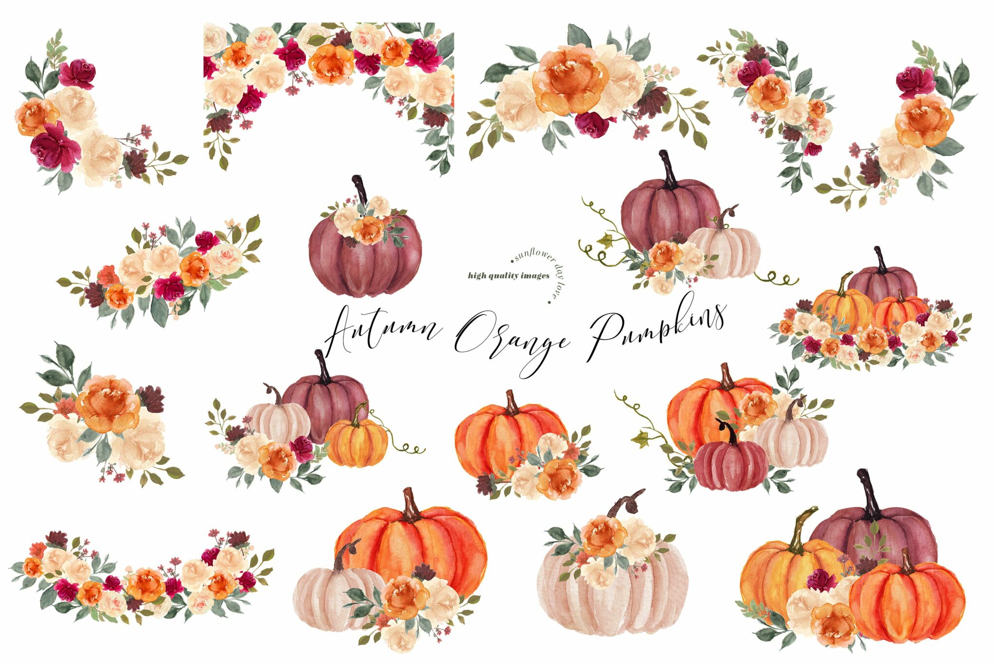 Burnt Orange Pumpkin Bundle Clipart – MasterBundles