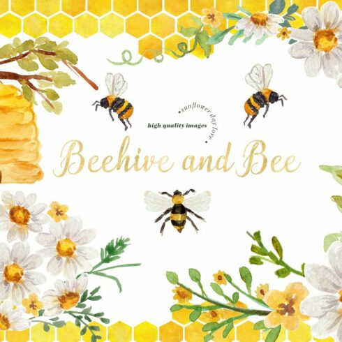 Beehive and Honey Bee Clipart | Master Bundles