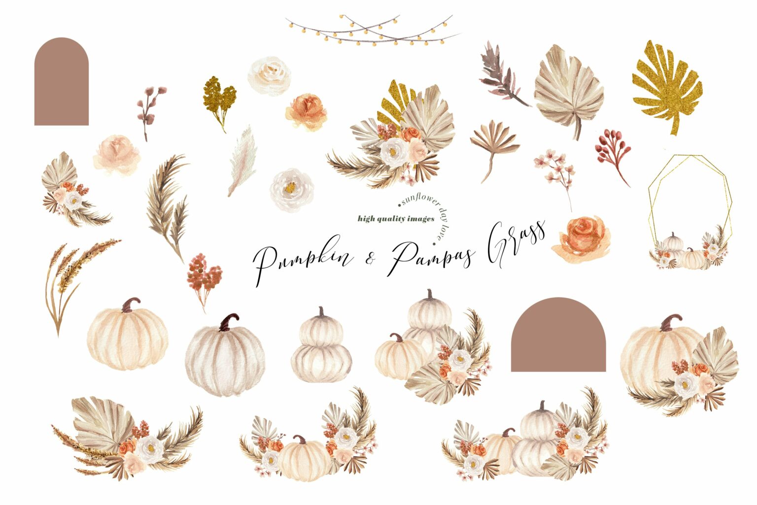 Pumpkin Pampas Grass Arch Clipart – MasterBundles