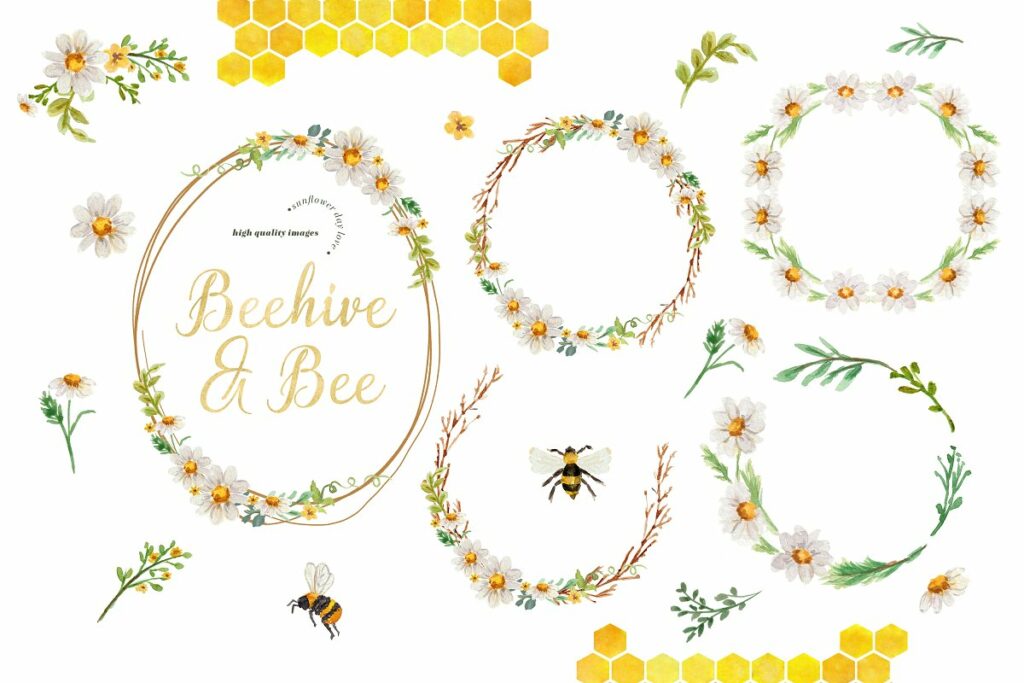 Beehive and Honey Bee Clipart – MasterBundles