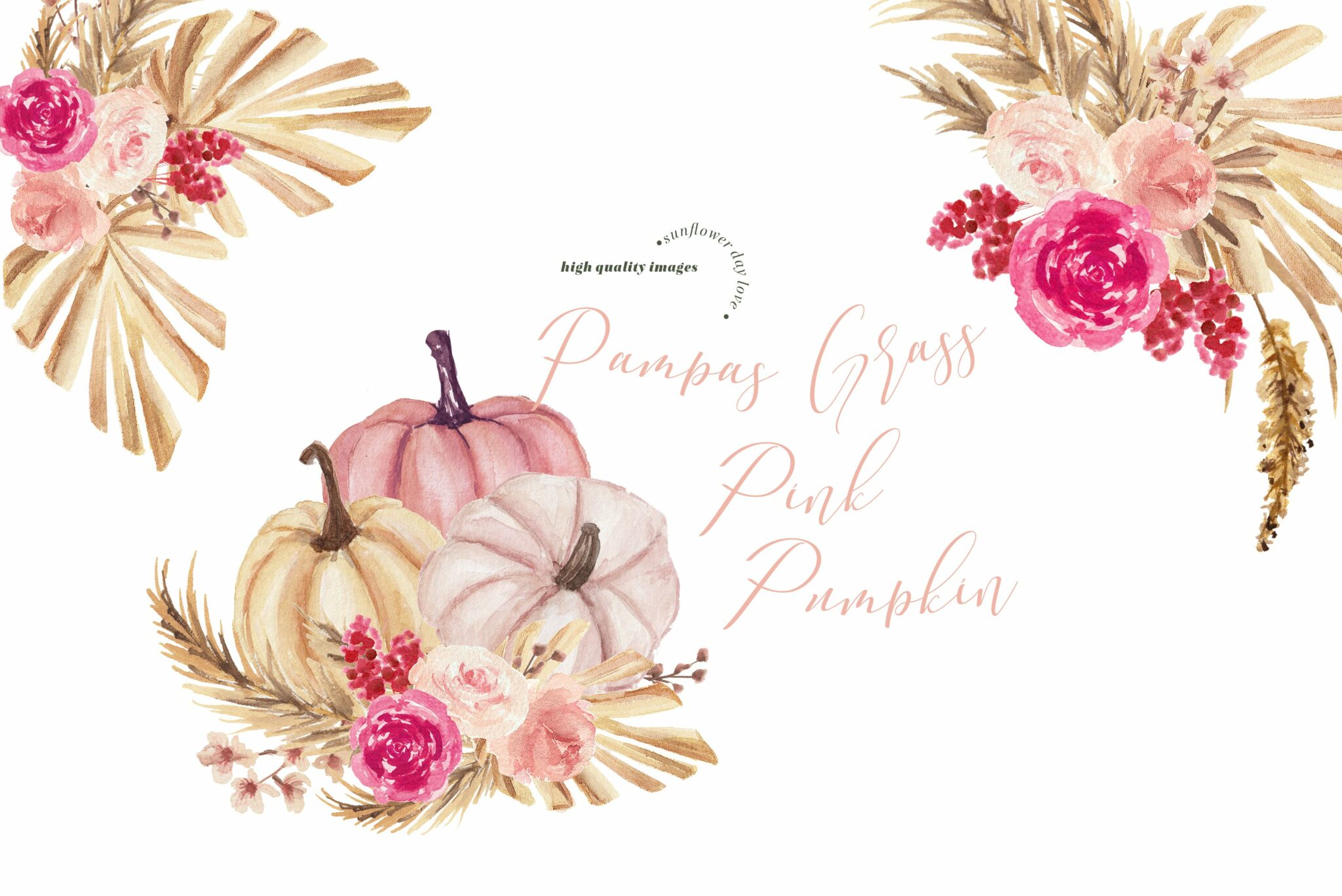 Pumpkin Arch Pampas Grass Bohemian – MasterBundles