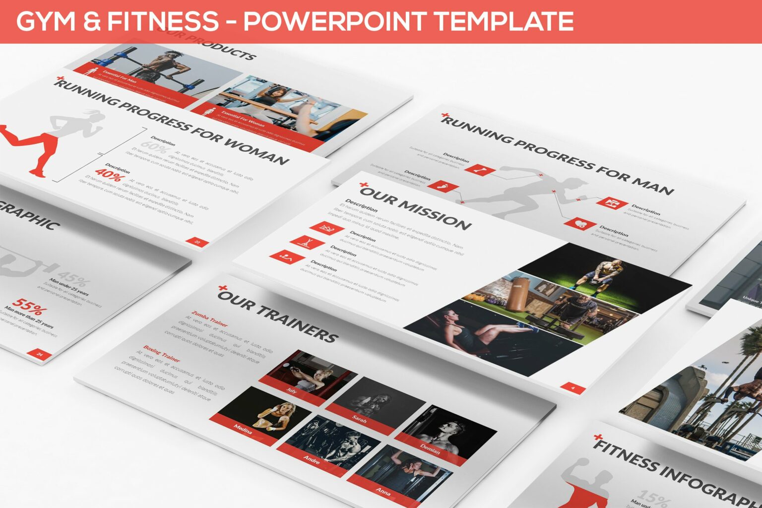 Gym & Fitness - Powerpoint Template 1200 Slides – MasterBundles