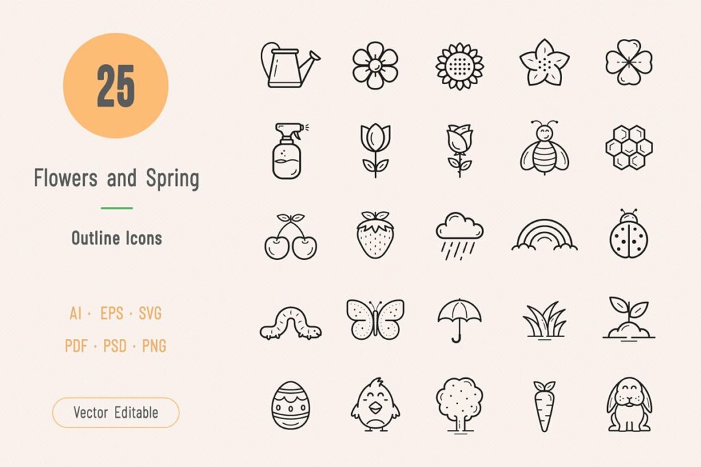 Four Seasons Outline Icons BUNDLE – MasterBundles