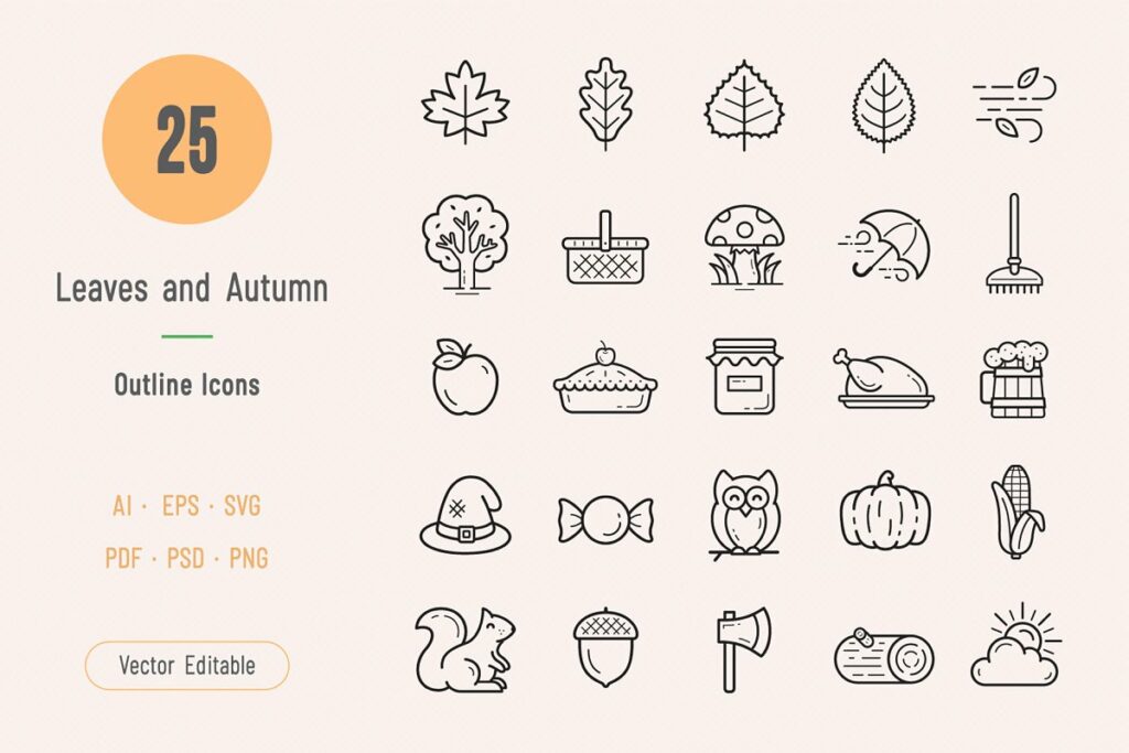 Four Seasons Outline Icons BUNDLE – MasterBundles