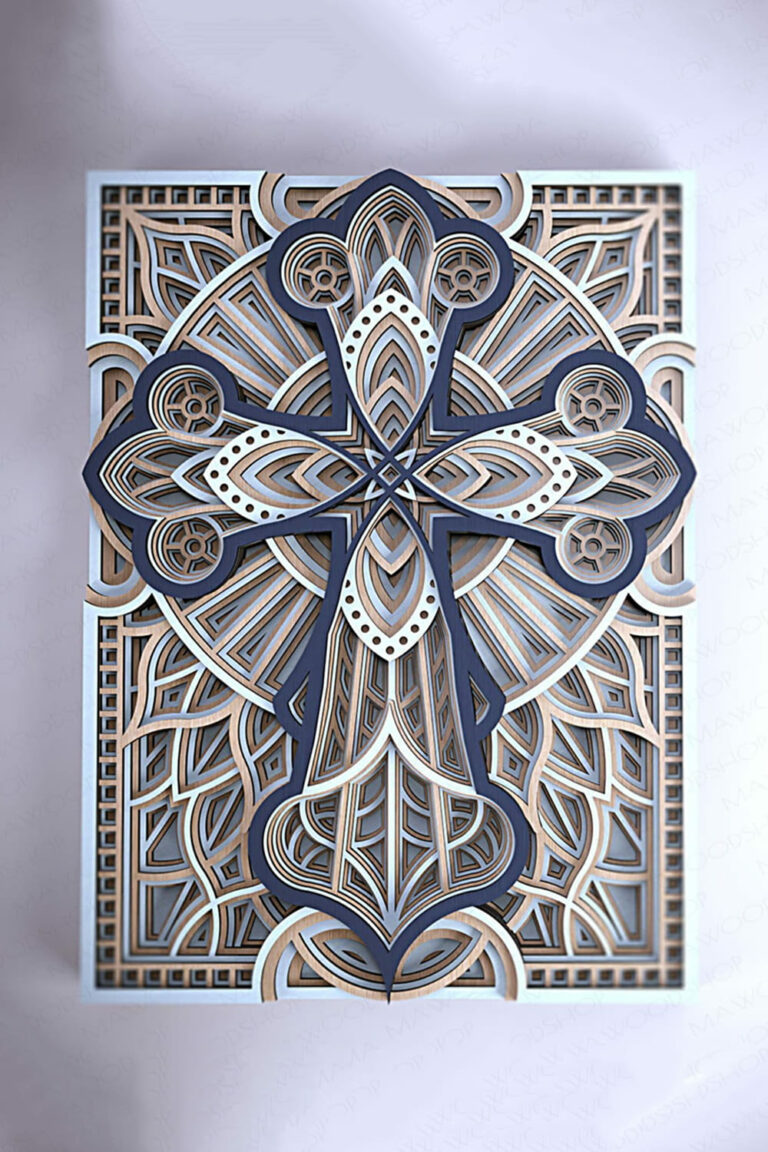 Cr34 - 3D Layered Cross SVG, Mandala Cross, Laser Cut Cross – MasterBundles