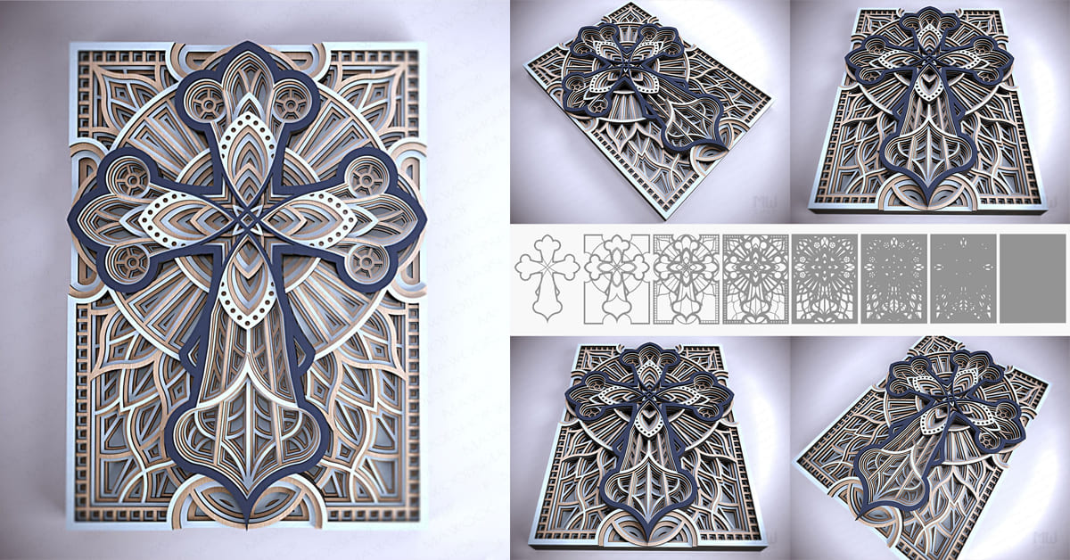 Cr34 - 3D Layered Cross SVG, Mandala Cross, Laser Cut Cross – MasterBundles