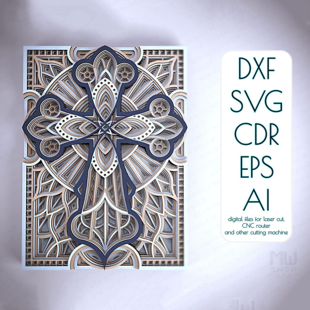 3D SVG Cross, Layered Cross SVG DXF, Mandala Cross - Cr44 – MasterBundles