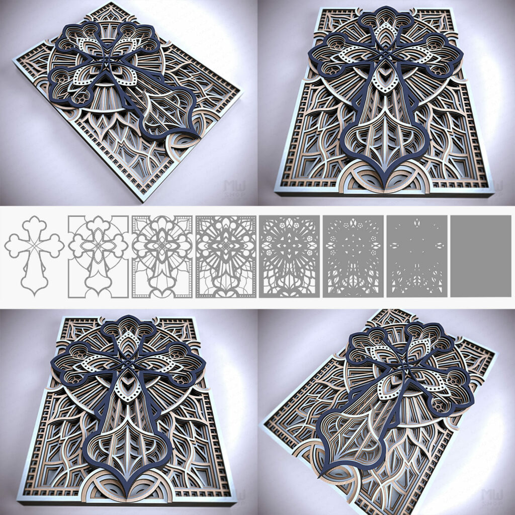 Cr34 - 3D Layered Cross SVG, Mandala Cross, Laser Cut Cross – MasterBundles
