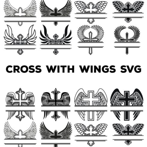 Cross with Wings SVG, Cross Svg, Angel Wings, Split Frames | Master Bundles
