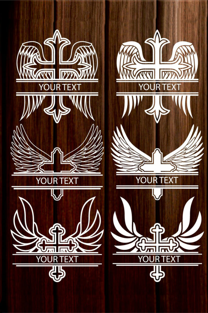 Cross with Wings SVG, Cross Svg, Angel Wings, Split Frames – MasterBundles