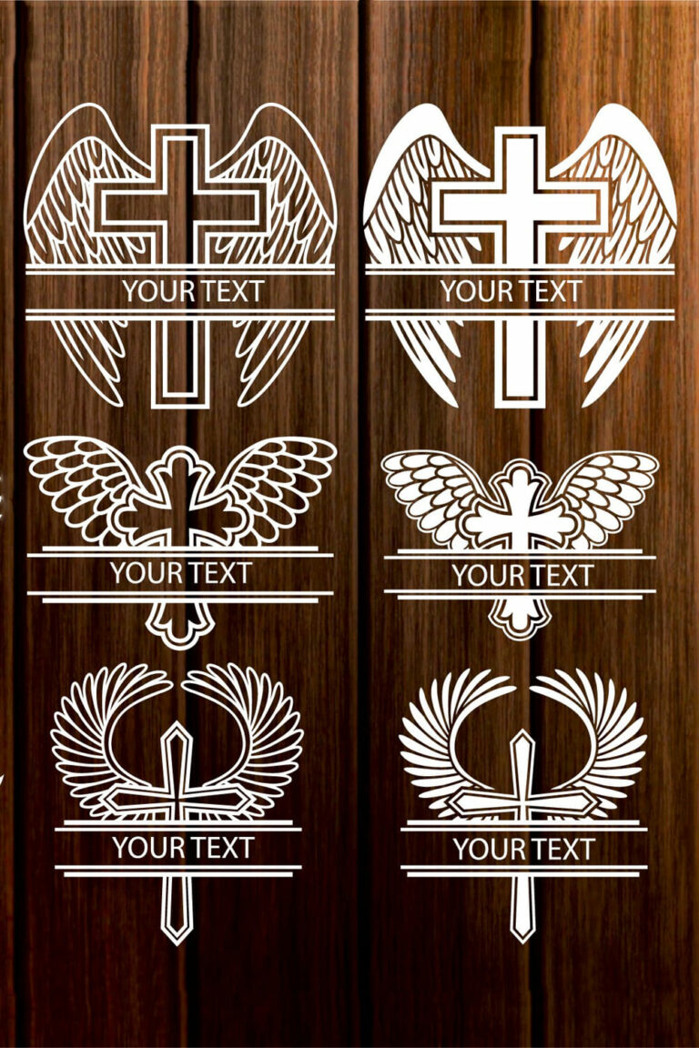 Cross with Wings SVG, Cross Svg, Angel Wings, Split Frames – MasterBundles