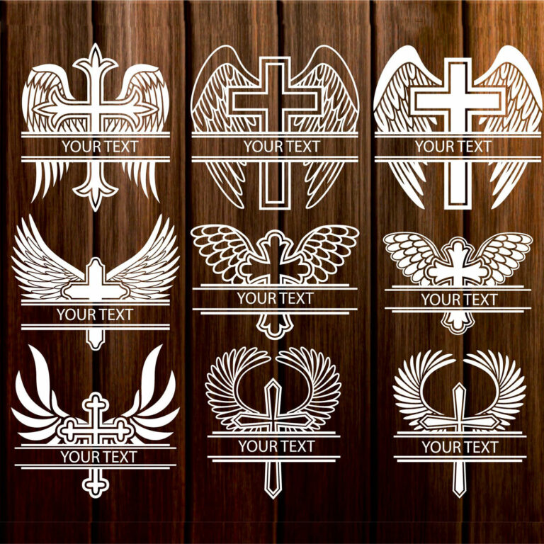 Cross with Wings SVG, Cross Svg, Angel Wings, Split Frames – MasterBundles