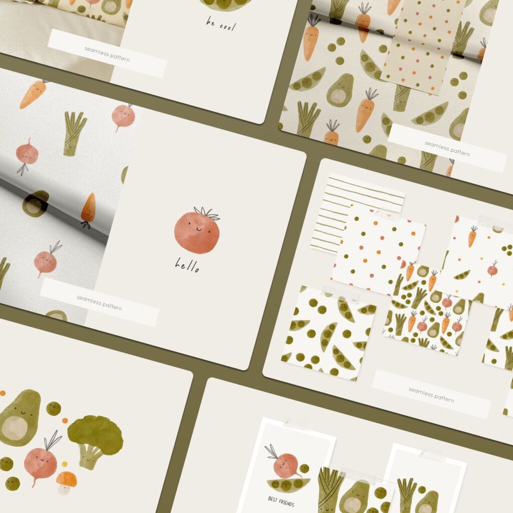 Cute Cartoon Watercolor Vegetables – MasterBundles