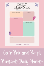 Cute Pink and Purple Printable Daily Planner - MasterBundles
