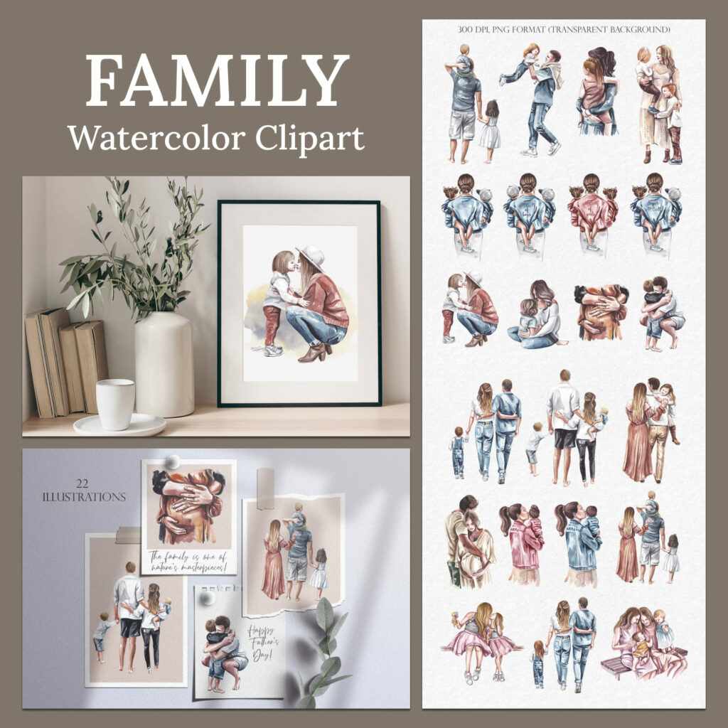 Family Watercolor Clipart – MasterBundles