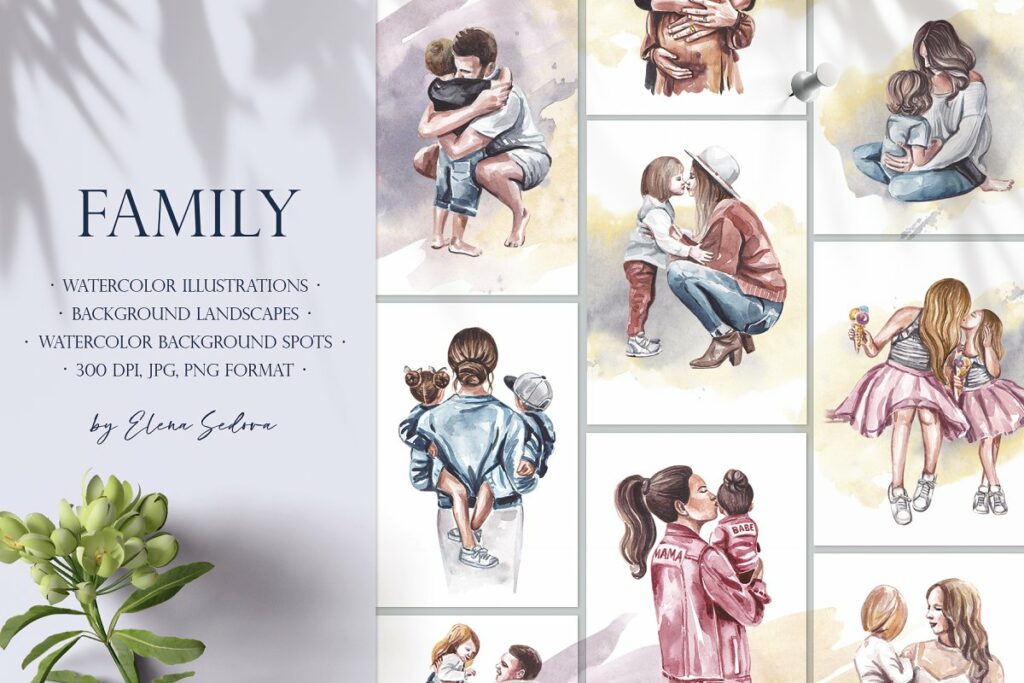 Family Watercolor Clipart – MasterBundles