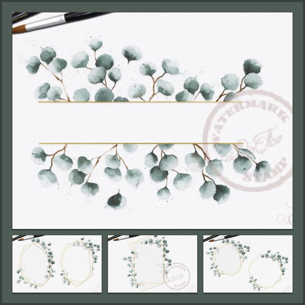 Geometric Eucalyptus Frames Clip Art – MasterBundles