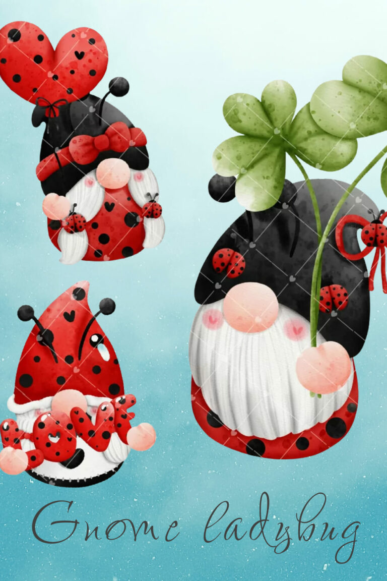 Gnome Ladybug Clipart, Gnome Valentines Clipart – MasterBundles
