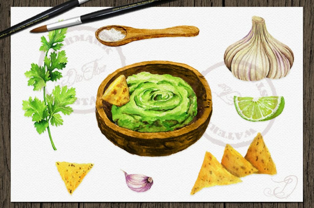 Guacamole Watercolor Clip Art – MasterBundles