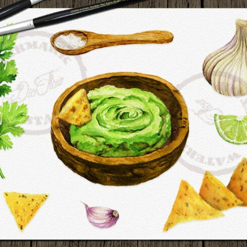 Guacamole Watercolor Clip Art | Master Bundles