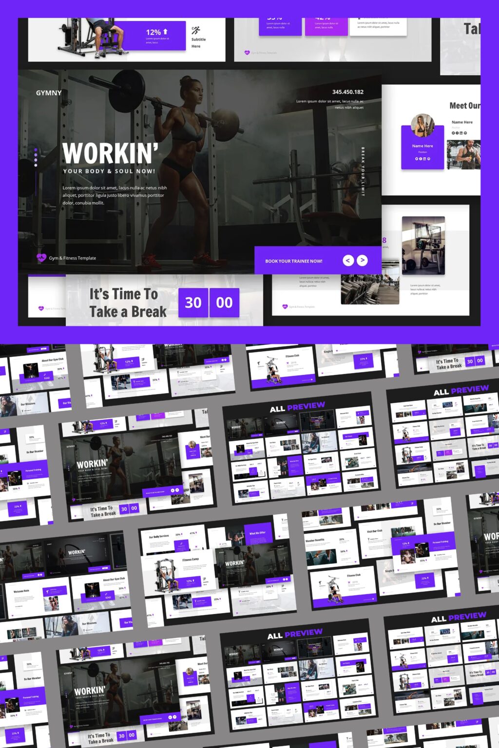 Gym & Fitness Powerpoint – MasterBundles