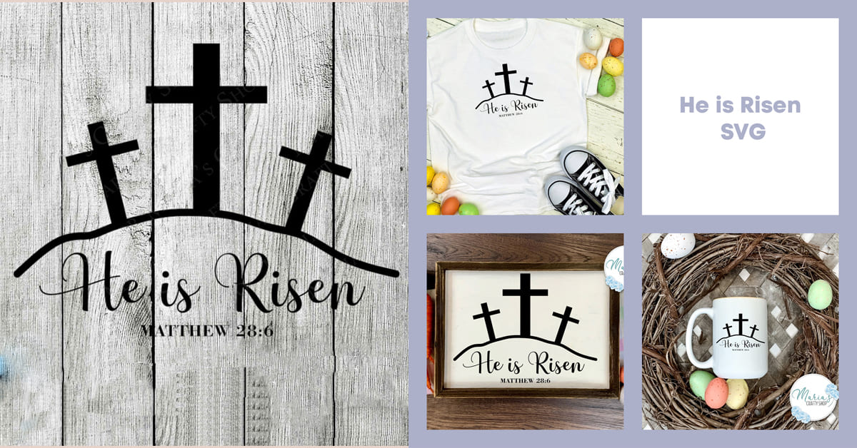 He is Risen SVG, Easter SVG, Cross SVG – MasterBundles