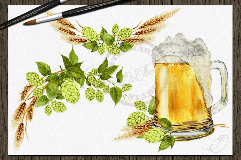 Hops And Beer Watercolor Clip Art – MasterBundles