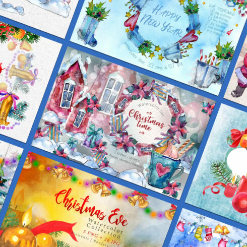 600+ Huge Watercolor Christmas Bundle – MasterBundles