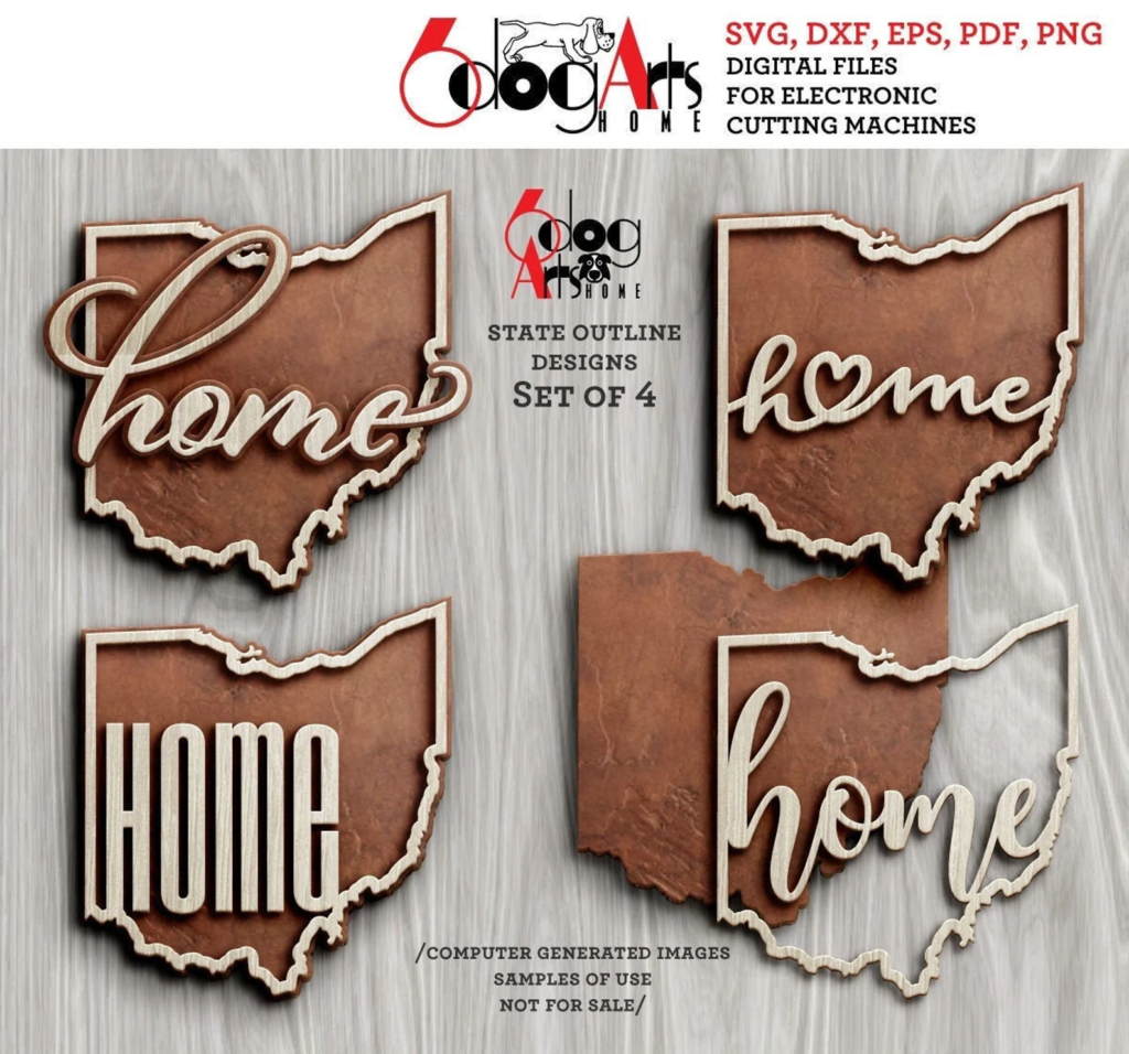 4 Ohio State Home Outline Wall Decor Layered Cutting – MasterBundles