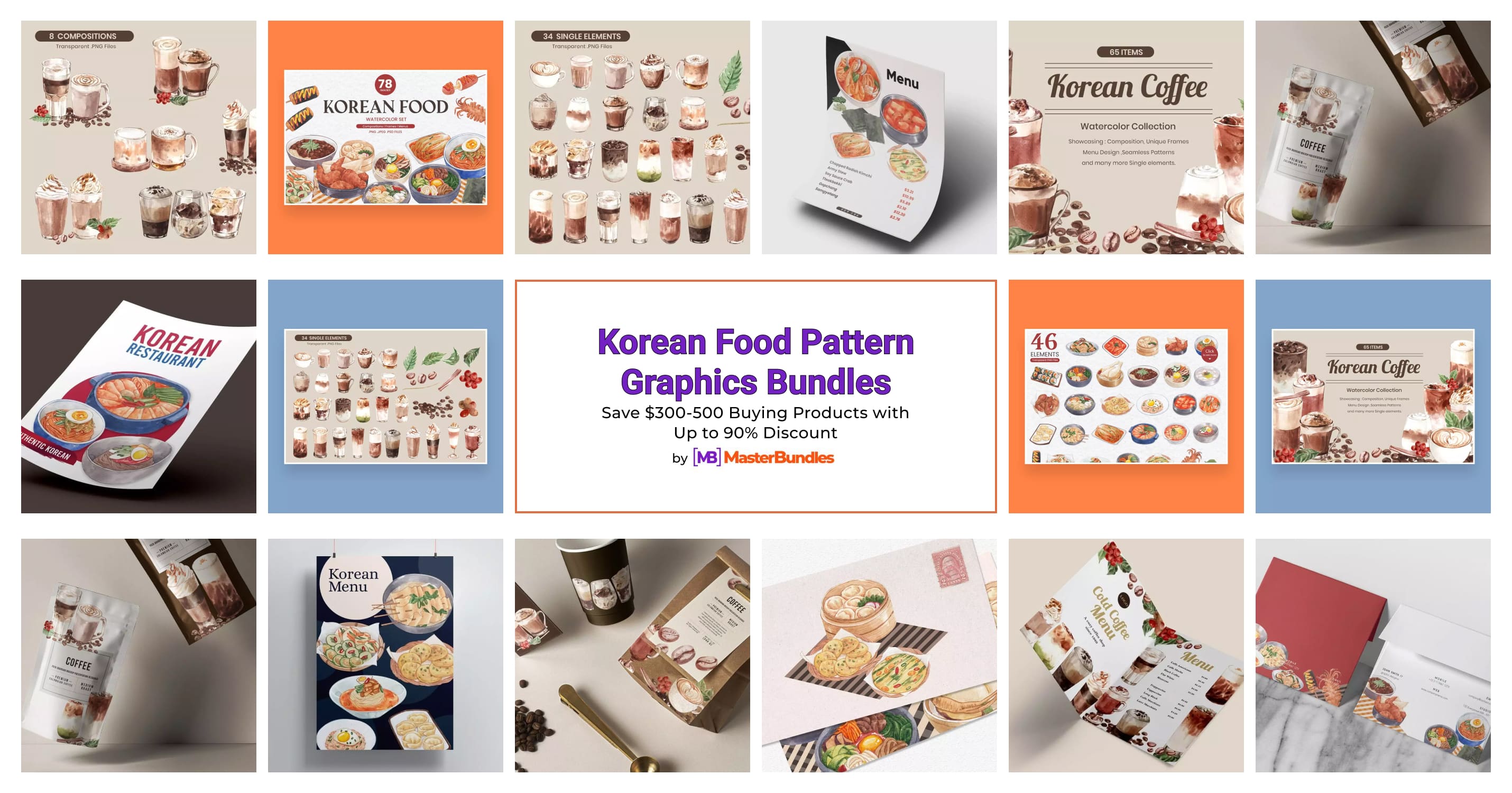 15+ Korean Food Pattern Graphics Bundles for 2025 - MasterBundles